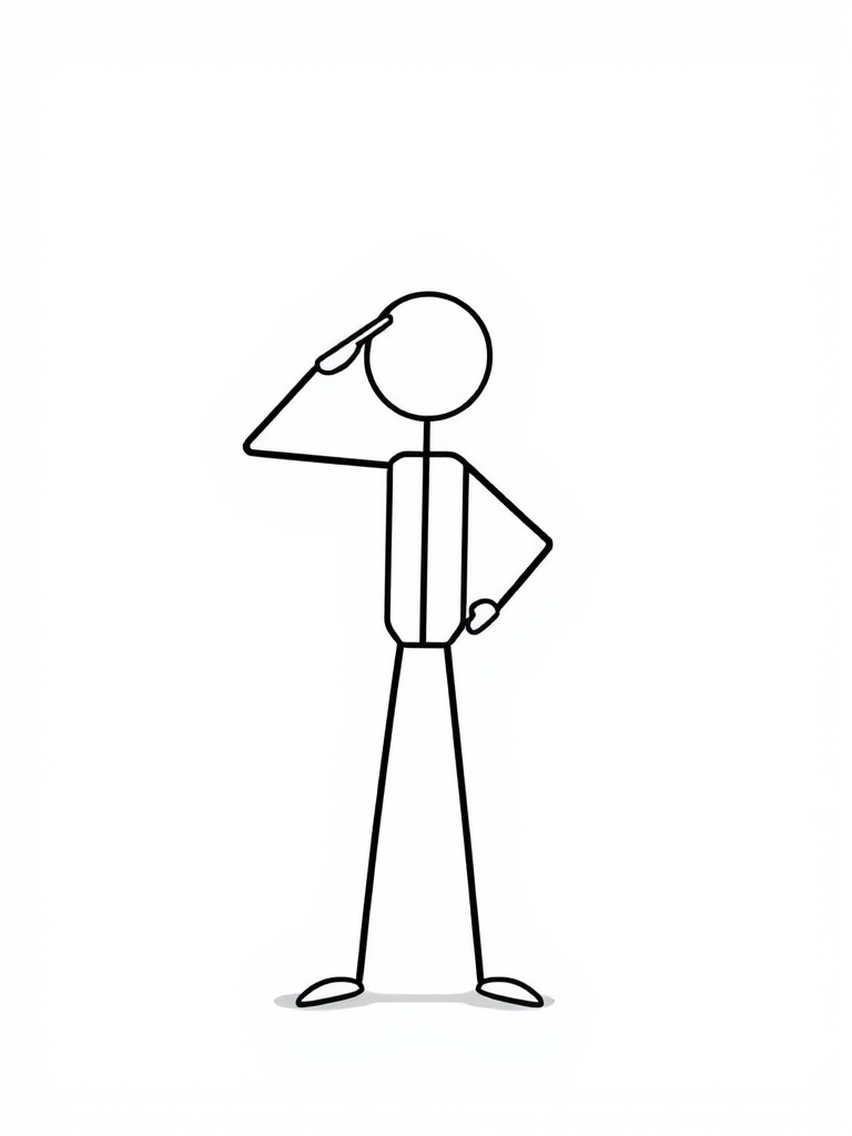 A Stick Figure Saluting, Representing Respect and Acknowledgment in a ...