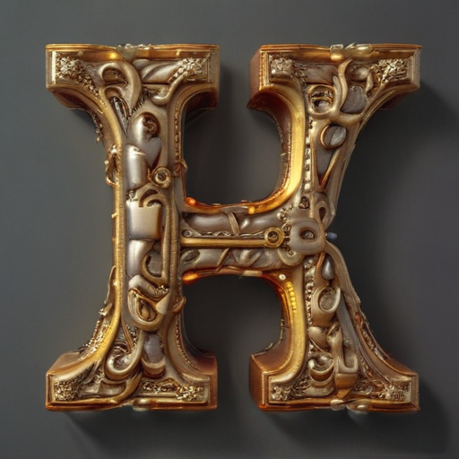 Ornate Golden Letter H Adorned with Intricate Decorative Patterns and ...