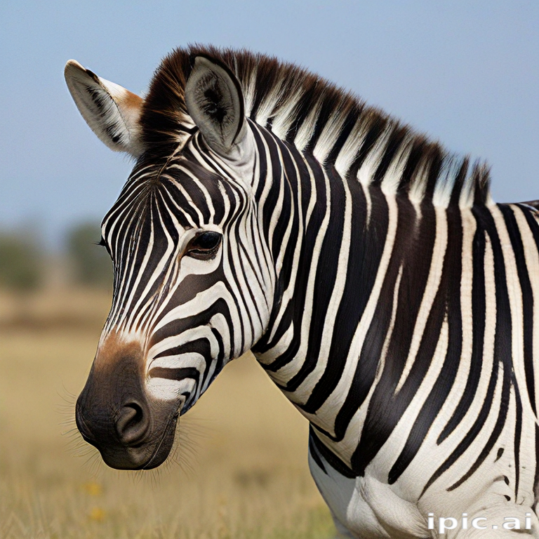 A Close-Up Portrait of a Majestic Zebra in Its Natural Habitat.