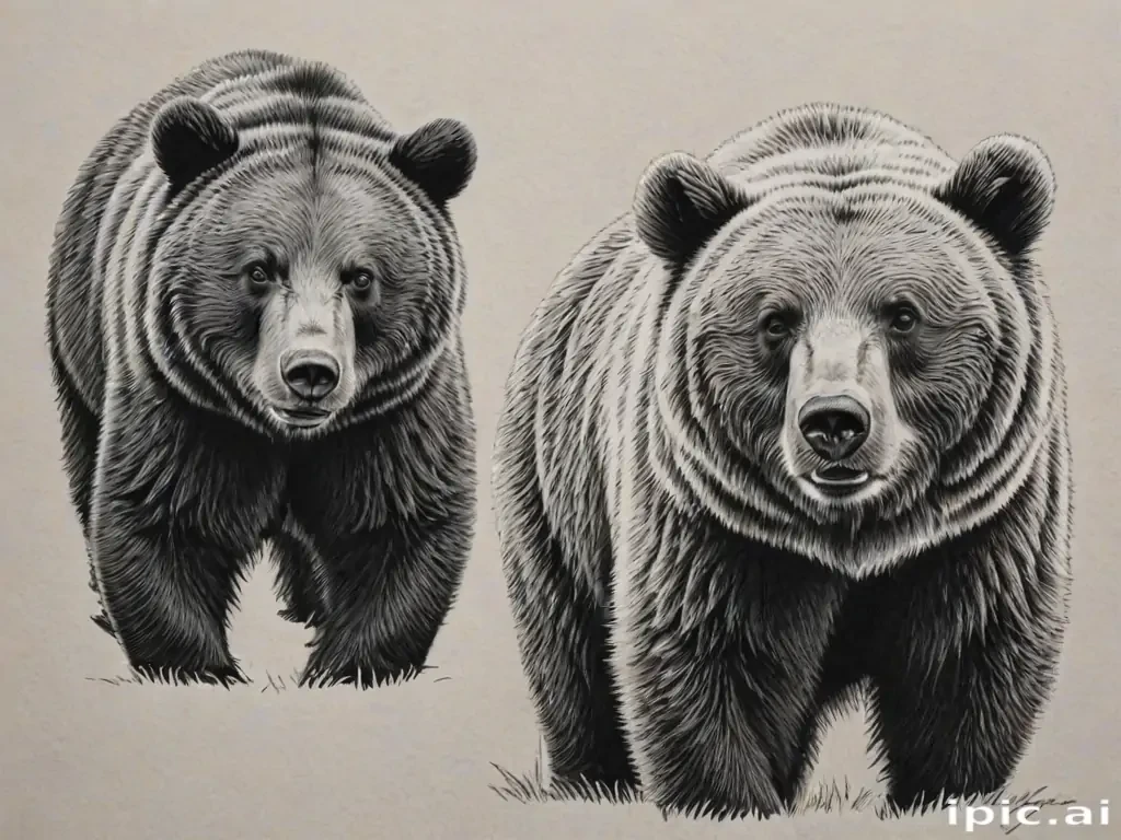Two Majestic Grizzly Bears Walking Together in a Natural Setting
