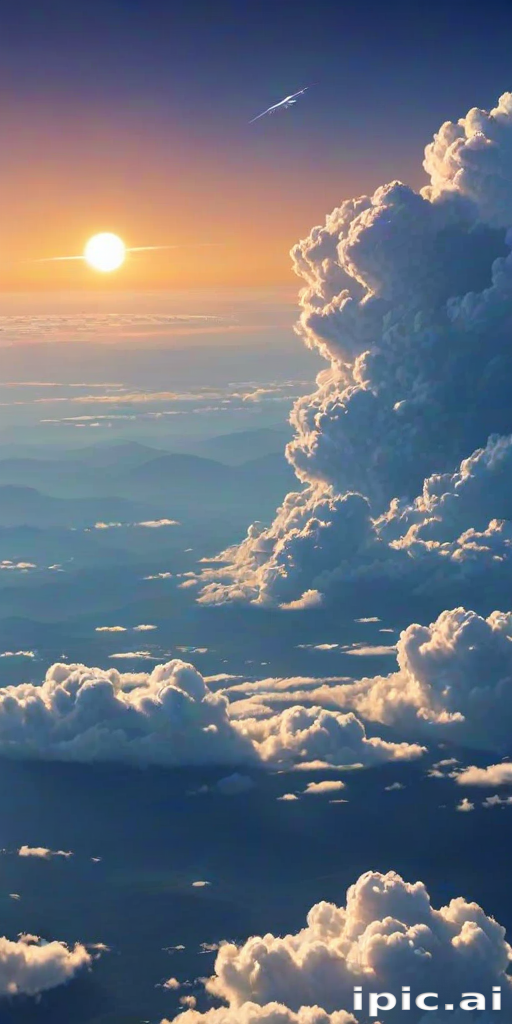 Majestic Sunrise Over Serene Mountains and Fluffy Clouds in the Sky