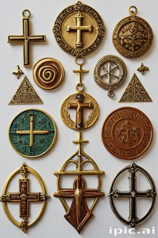 A Collection of Intricately Designed Religious Medallions and Symbols ...