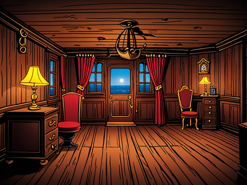 Interior of Captain Hook's state room on the pirate ship from the ...