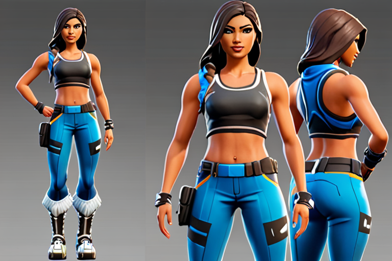 Blue and whtie female fortnite fullbody skin