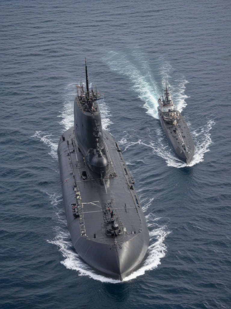 US Navy submarine and US Navy ship
