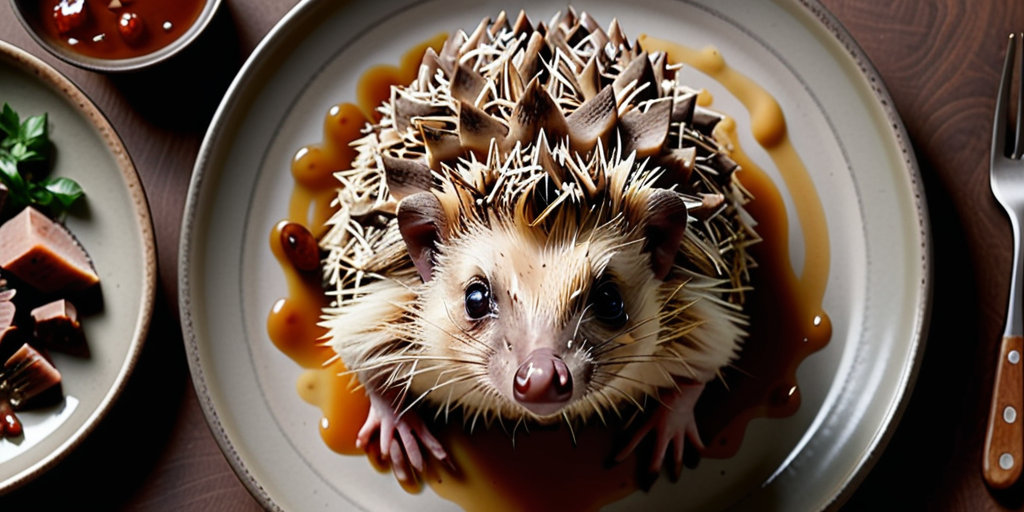 A Whimsical Culinary Creation Featuring a Hedgehog-Shaped Dessert Delight