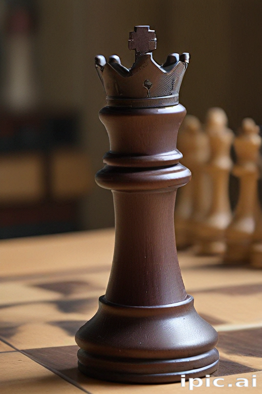 The Majestic Wooden Chess Queen Standing Proudly on the Board