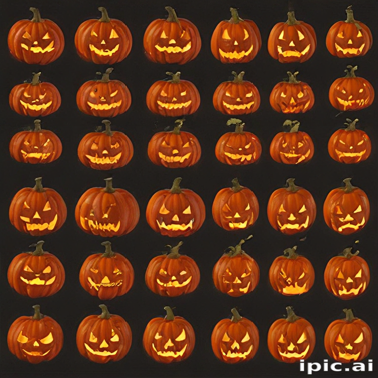 A Spooky Collection of Jack-o'-Lanterns with Unique Expressions for ...