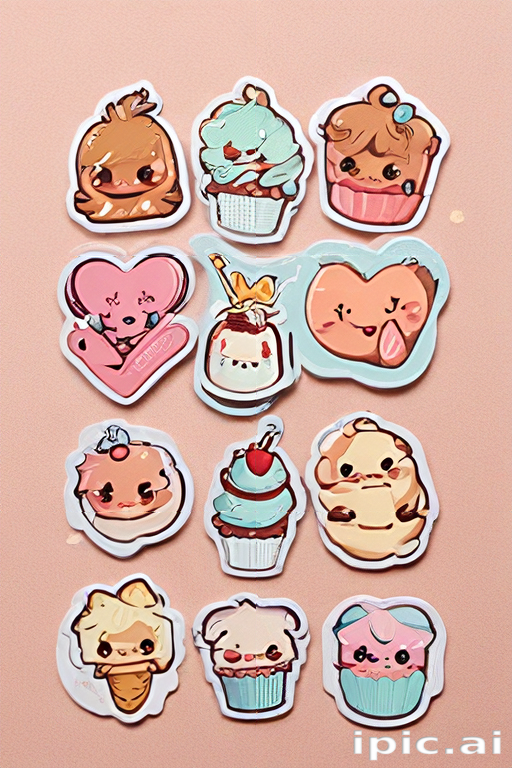 Colorful Collection of Cute Food-Themed Stickers Featuring Adorable ...