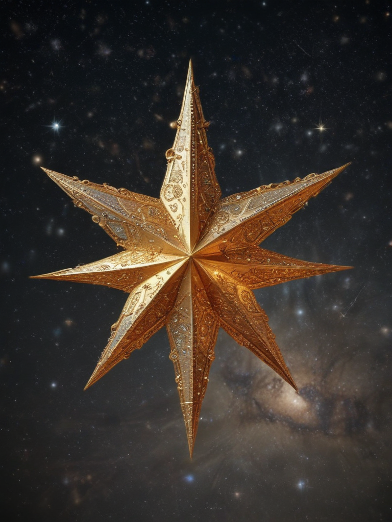 Radiant Golden Star Ornament Illuminating the Mysteries of the Universe