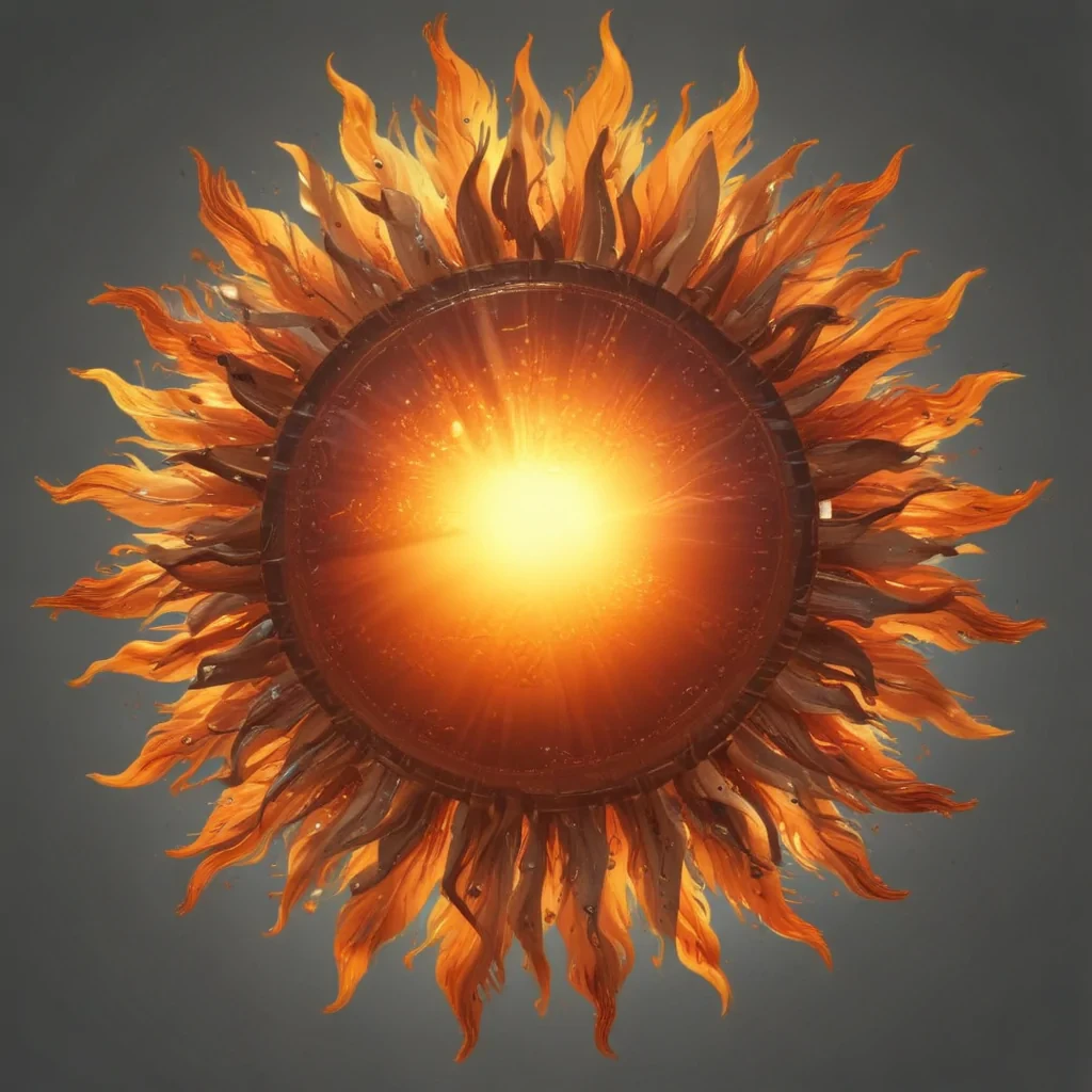 A Radiant Sun Emitting Warmth with Fiery Flames Surrounding Its Core