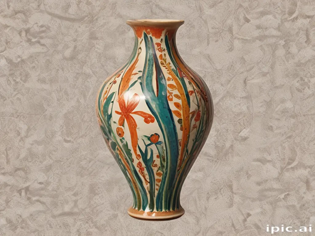 Beautifully Handcrafted Vase Decorated with Colorful Floral Patterns ...