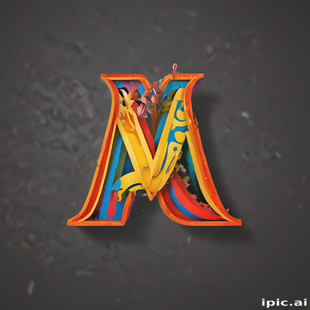 Vibrant and Colorful 3D Letter M with Decorative Elements and Textures