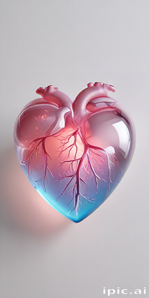 Intricate Glass Heart Sculpture with Vivid Colors and Detailed Veins