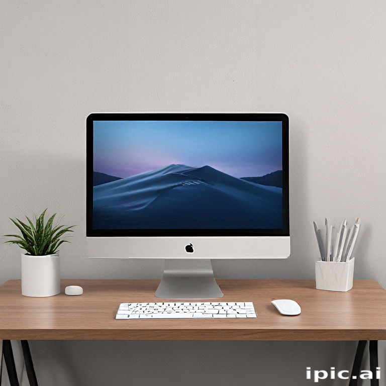 Modern Workspace with a Sleek Computer and Minimalist Desk Decor