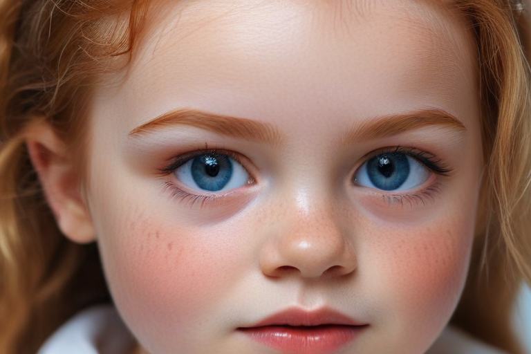 Swedish tudor era princess, toddler, strawberry blonde, blue eyes, freckles