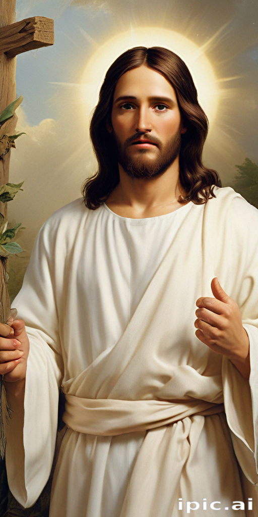 A Serene Portrait of Jesus Christ Radiating Light and Compassion