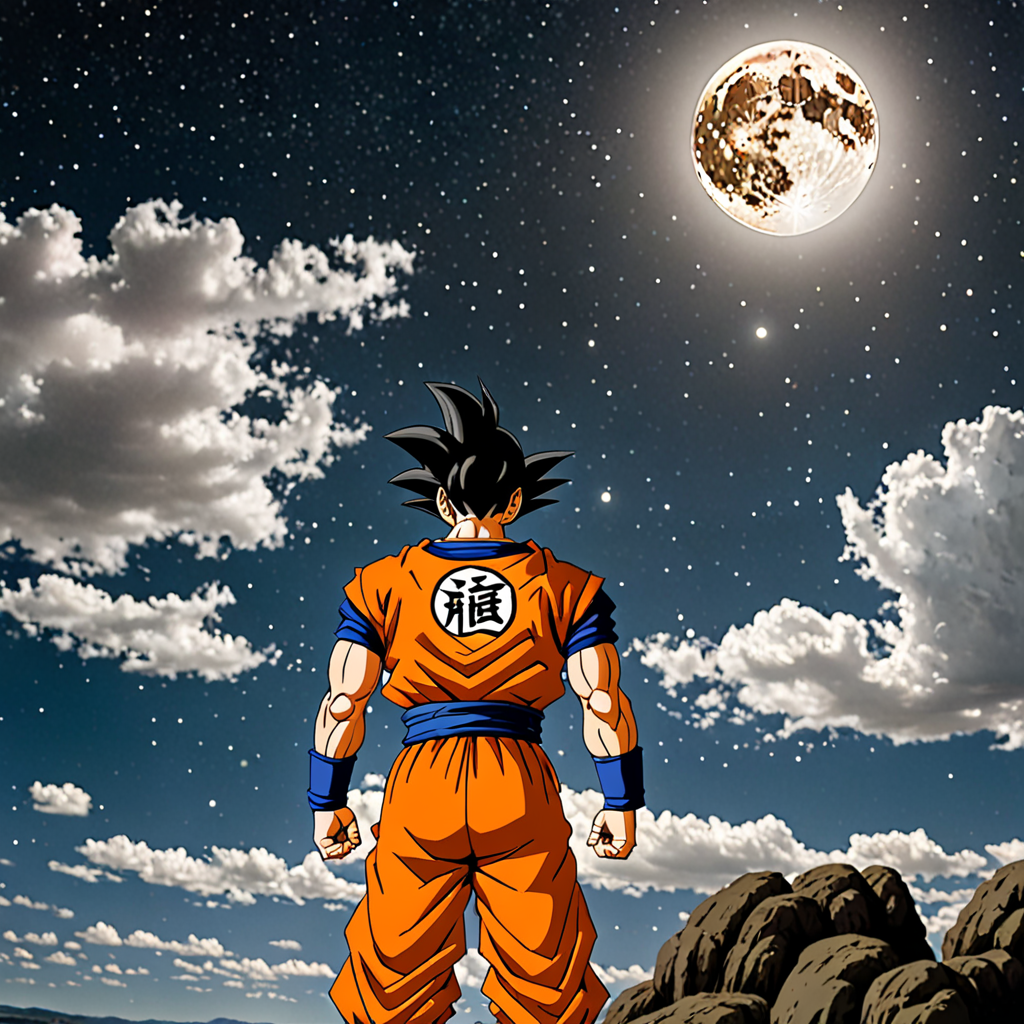 goku looking at the moon