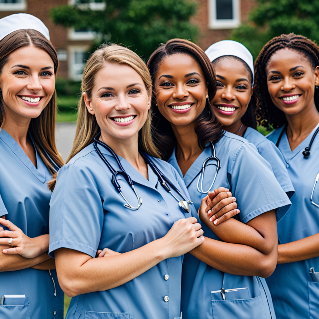 HI-RES PHOTO OF NURSES OUTSIDE smiling