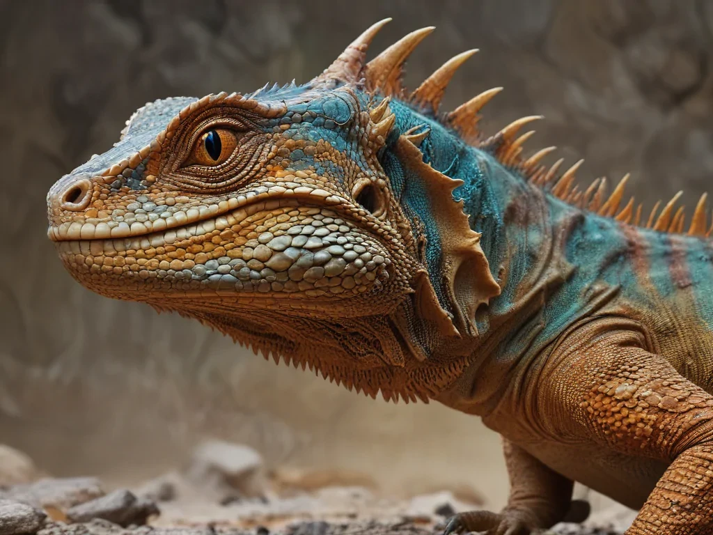 A Close-Up of a Colorful, Spiky-Lizard in a Natural Setting.