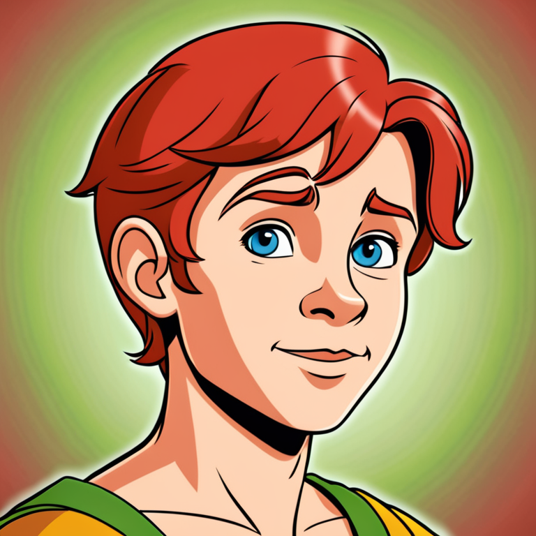 baby Peter Pan from the cartoon Peter Pan. light red hair. Portrait ...