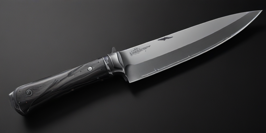 Elegant and Sharp Culinary Knife with Intricate Handle Design on Black ...