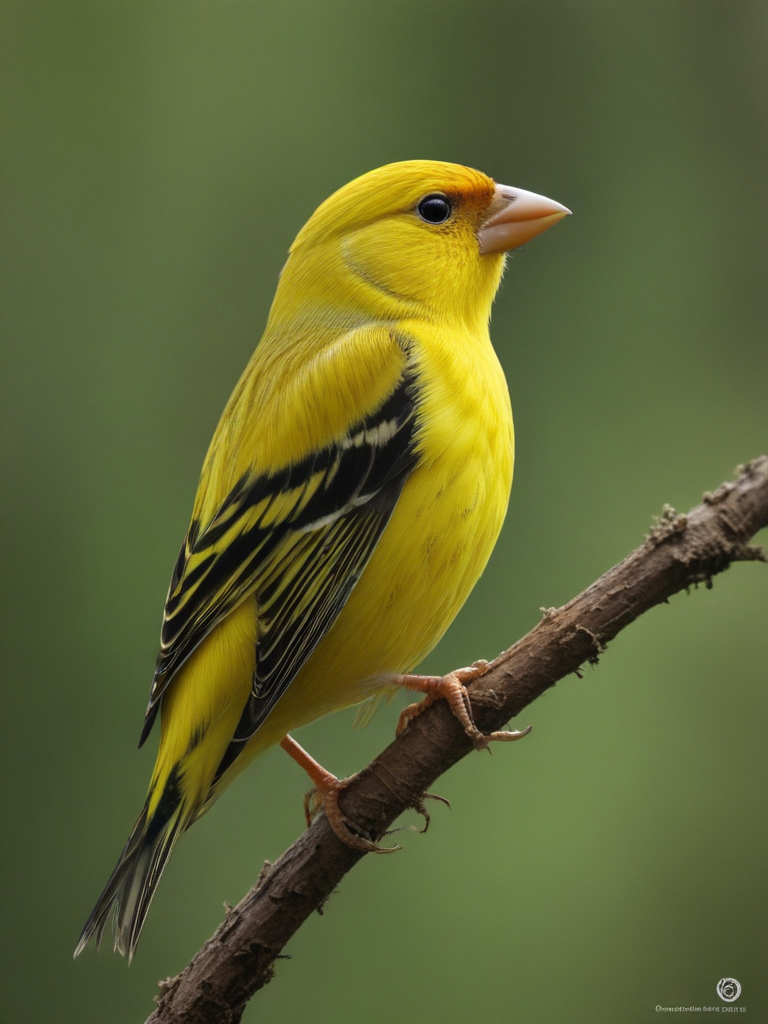 A Vibrant Yellow Bird Perched Gracefully on a Branch in Nature.