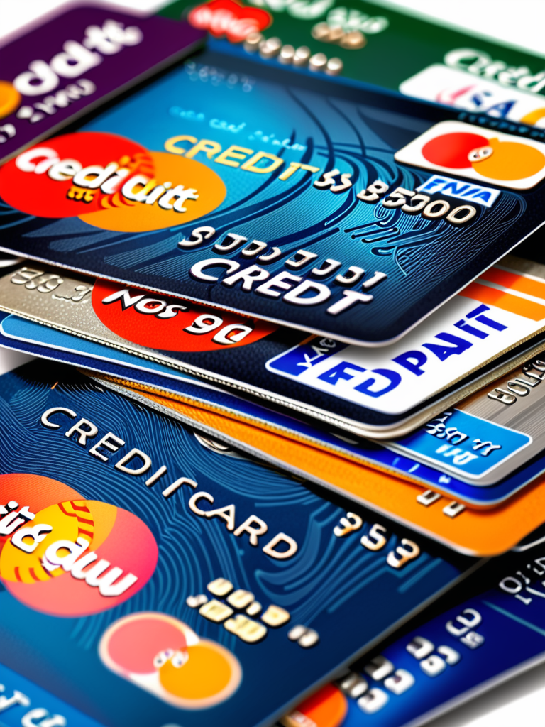 A Stack of Colorful Credit Cards Displaying Various Bank Logos and Designs.