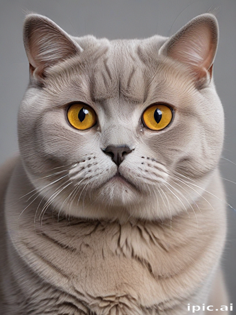 A Majestic Cat With Striking Yellow Eyes and Silky Grey Fur.
