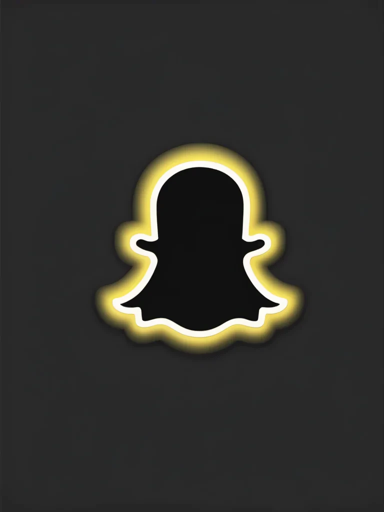 Stylized Snapchat Logo in Black with a Bright Yellow Outline