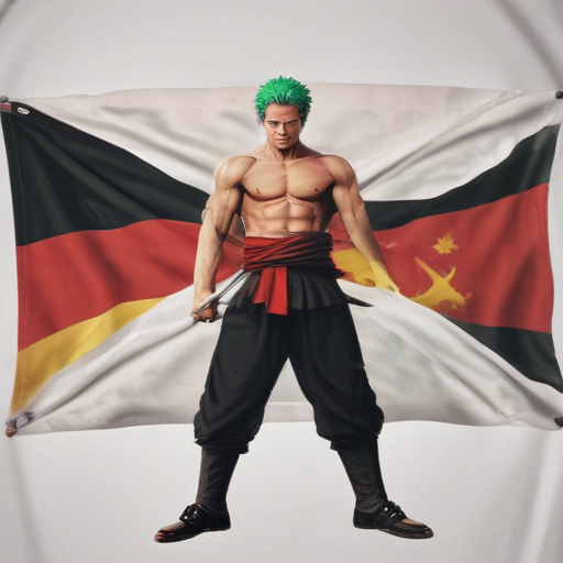 One piece Zoro with Bhutan Flag