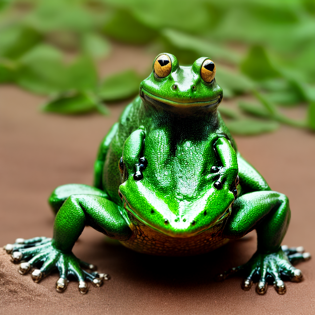 A buff Frog with money in his hands, give the frog gold grills
