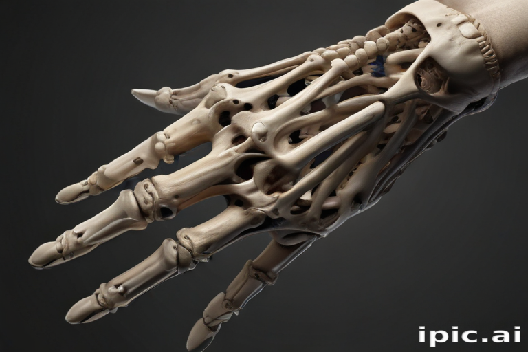Detailed Anatomical Model of a Human Hand Skeleton with Realistic Features