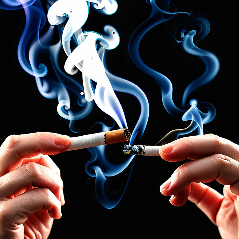 Portrait of a Young Woman with a Cigarette Against a Dark Background