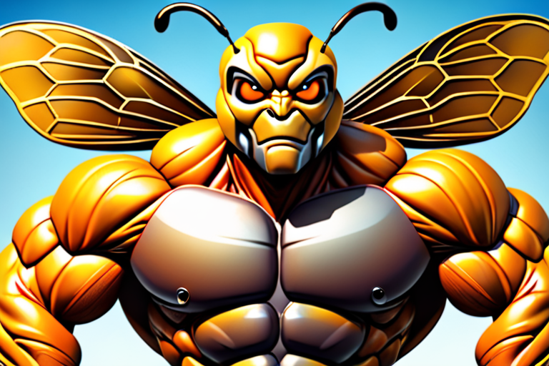 cartoon muscular bee