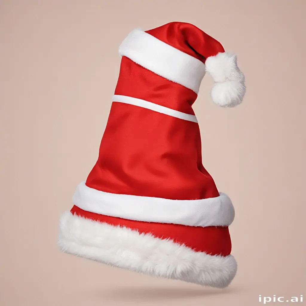A Festive Red Santa Hat with White Fur Trim and Pom-Pom.