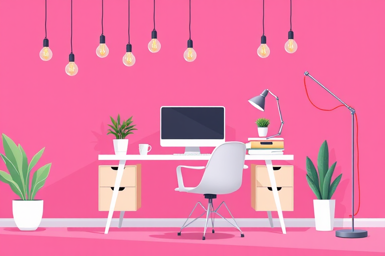 Bright and Stylish Home Office Space with Modern Decor and Plants