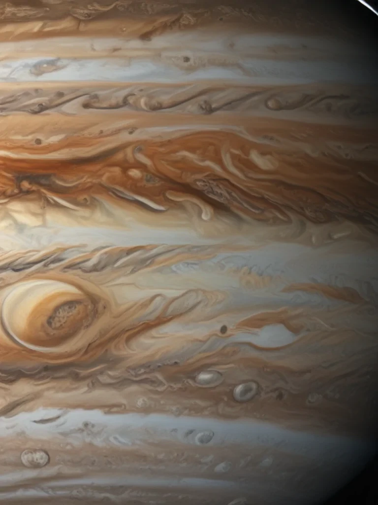 The Majestic Swirls and Colors of Jupiter's Atmosphere Captured in Detail