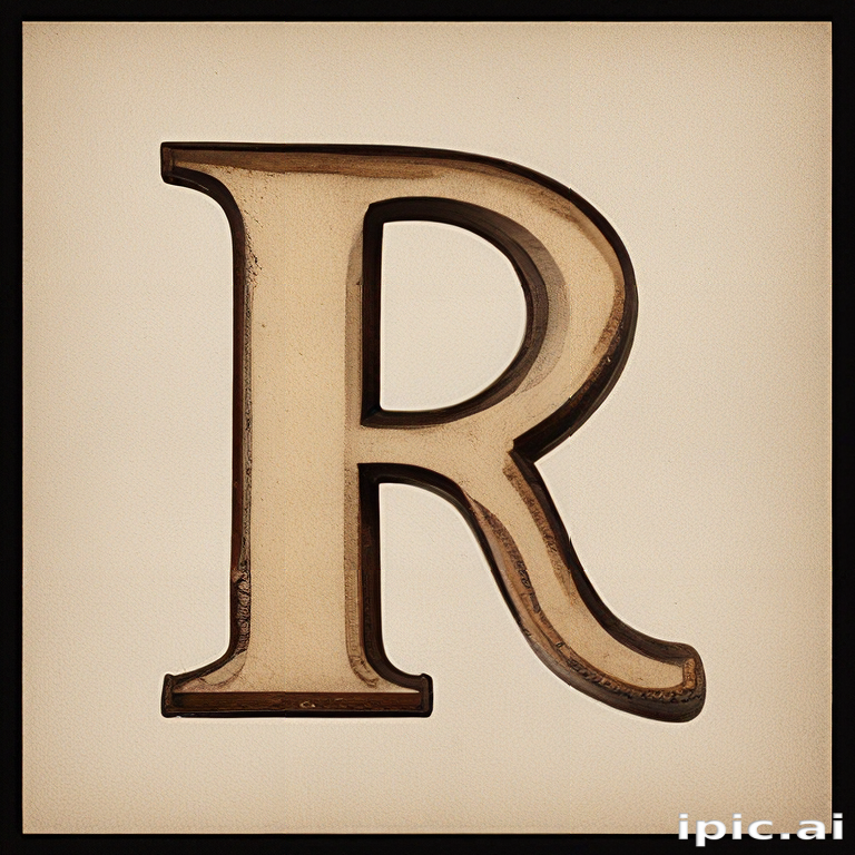 Large Decorative Letter R on a Cream Background with Vintage Style