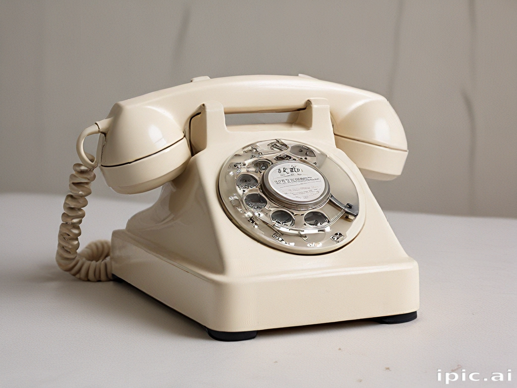 Vintage Cream-Colored Rotary Phone with Classic Design and Circular Dial