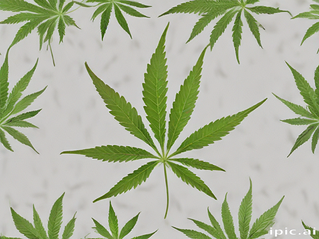 A Vibrant Arrangement of Green Cannabis Leaves on a Light Background