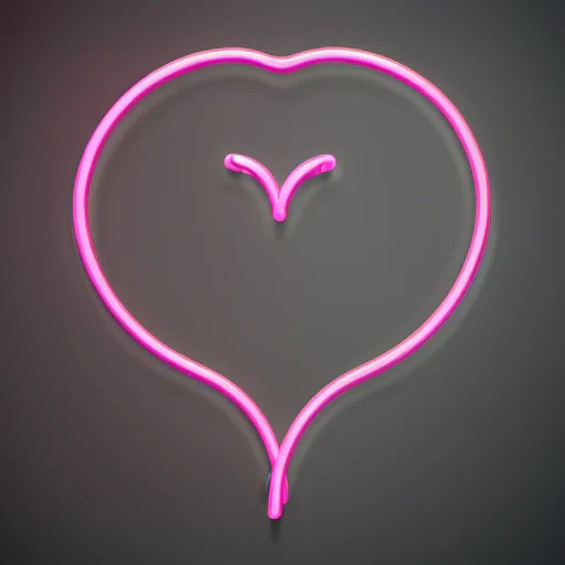 Vibrant Neon Heart Design with Unique V-Shaped Accent in Center