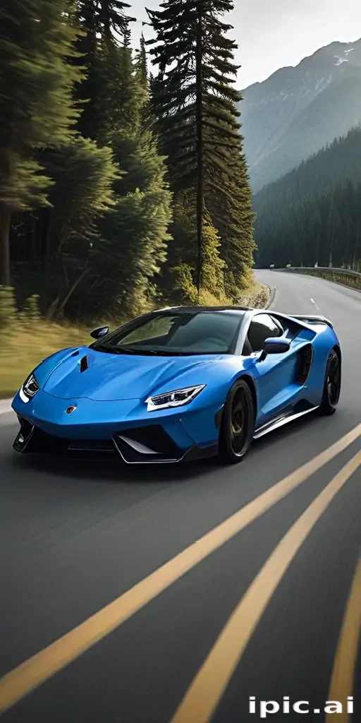 Stunning Blue Sports Car Racing Along a Scenic Mountain Road