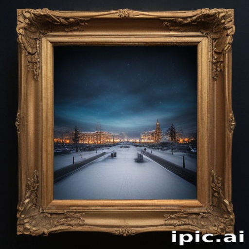 Winter Wonderland: A Serene Snow-Covered Landscape Framed in Gold