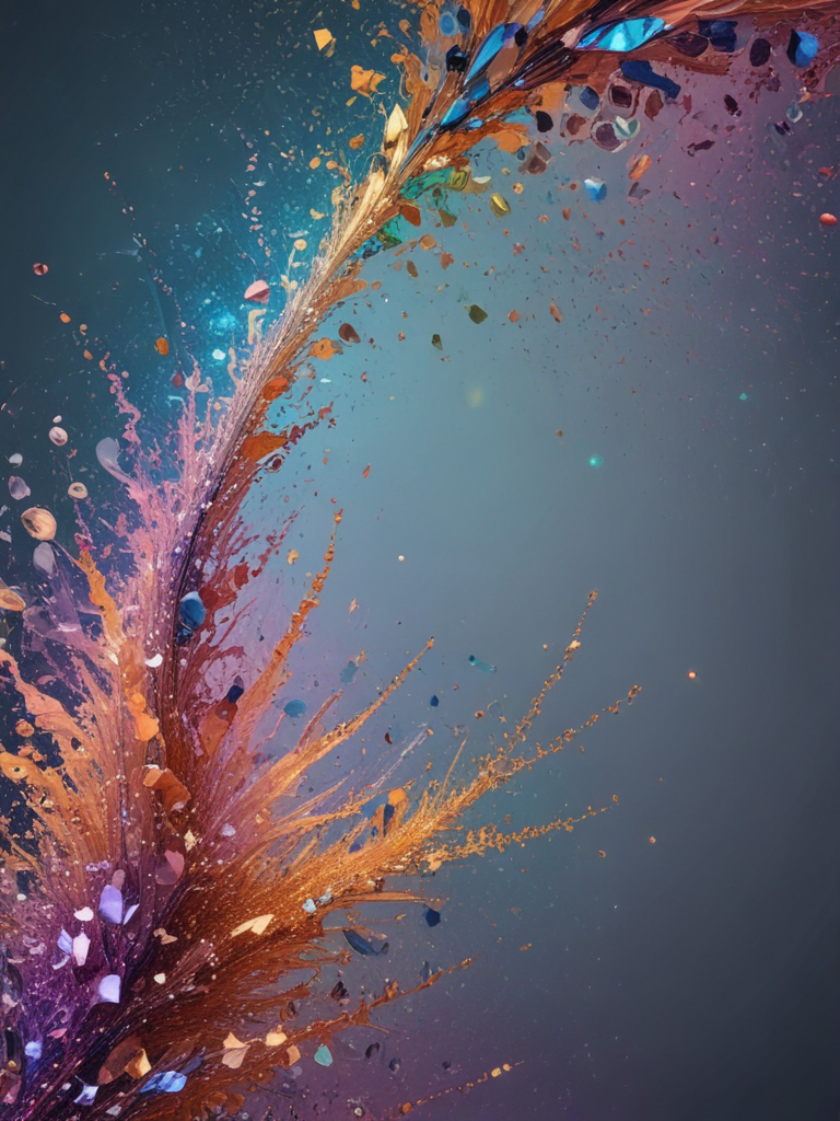 Vibrant Explosion of Colorful Crystals and Sparkling Liquid in Motion