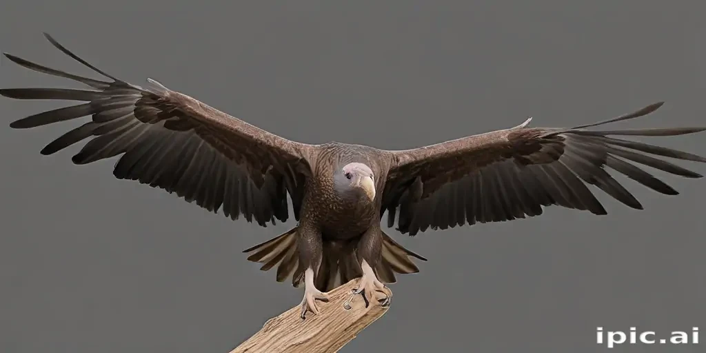 A Majestic Vulture Spreading Its Wings on a Weathered Perch.