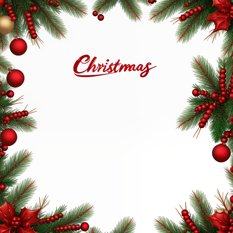 Festive Christmas Border Design Featuring Greenery, Ornaments, and ...