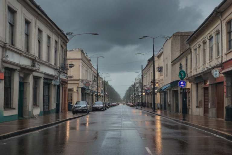 Street in a cloudy weather