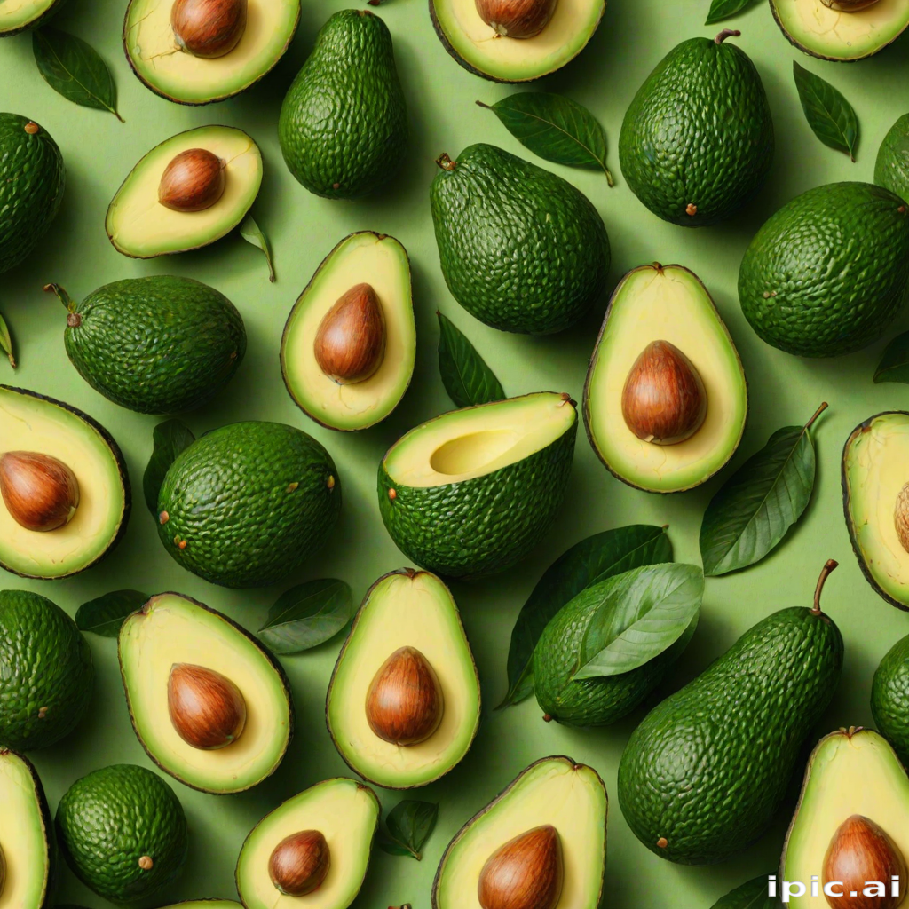 A Vibrant Display of Fresh Avocados and Their Creamy Halves on Green ...