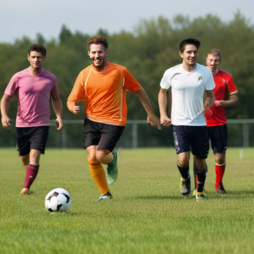 group of people playing soccer and having fun